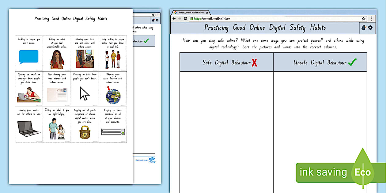 NZ Digital Citizenship Sorting Worksheet (teacher made)