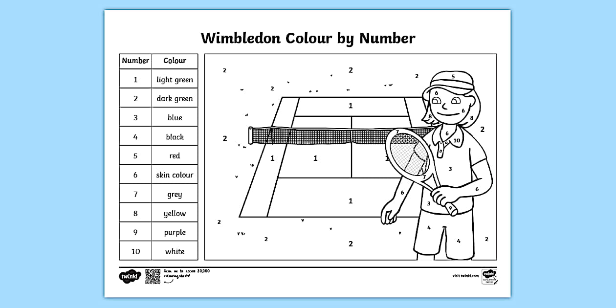 KS1 Wimbledon Color by Number (Teacher-Made) - Twinkl