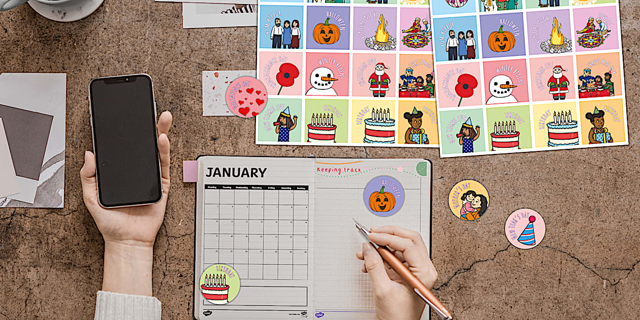 Holiday Date Planner Stickers (teacher made) - Twinkl