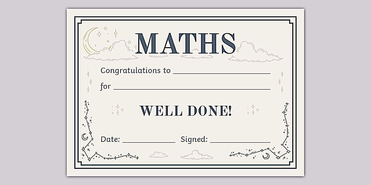 👉 Celestial-Themed Maths Certificate (teacher made)