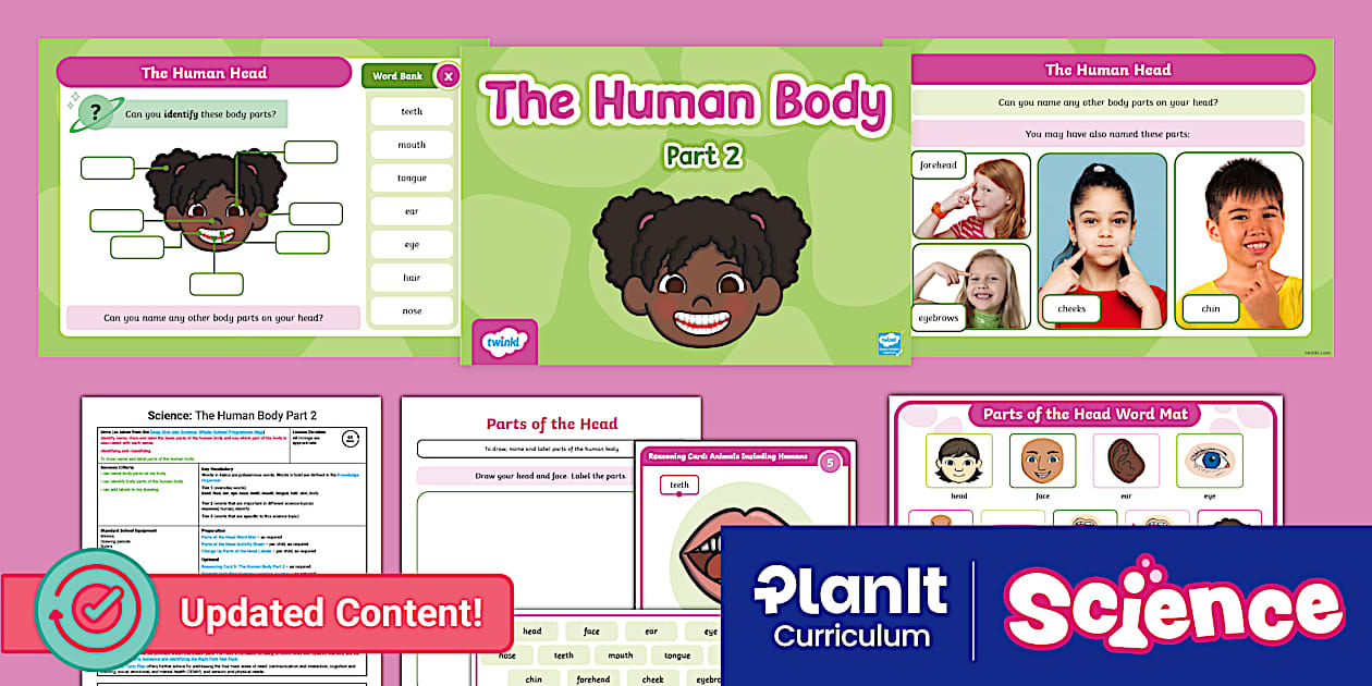 Human Body Parts of the Head Lesson Pack for Year 1