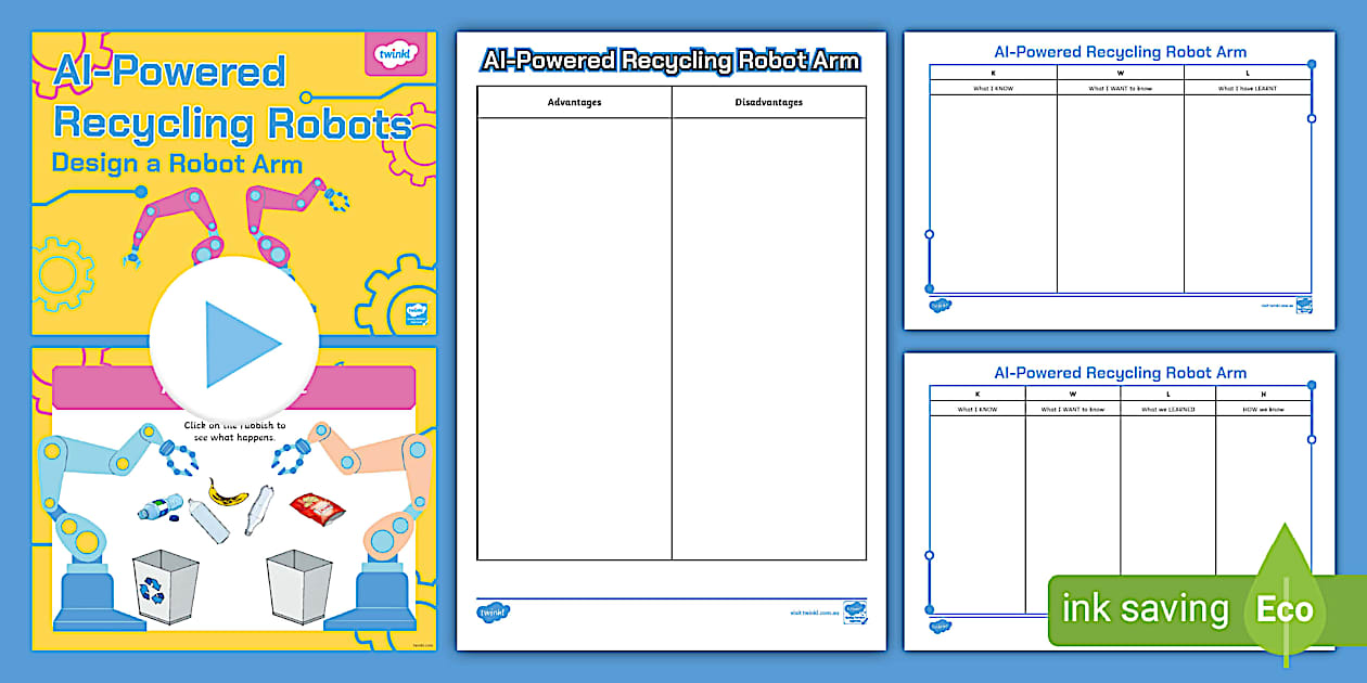AI Robot Recycling Arm Activity Pack (Teacher-Made) - Twinkl
