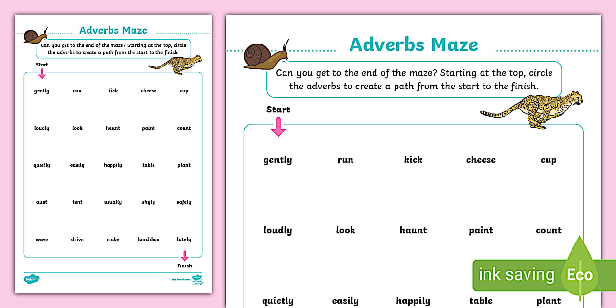Adverbs Maze (teacher made) - Twinkl