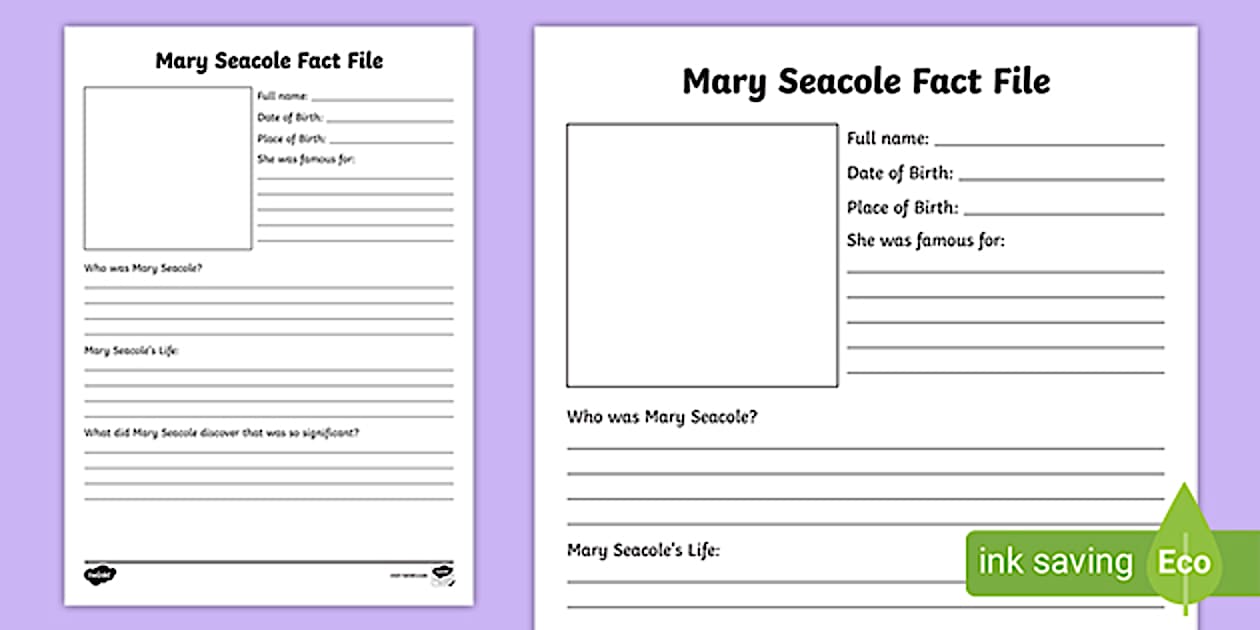 Editable Mary Seacole Significant Individual Differentiated Fact File
