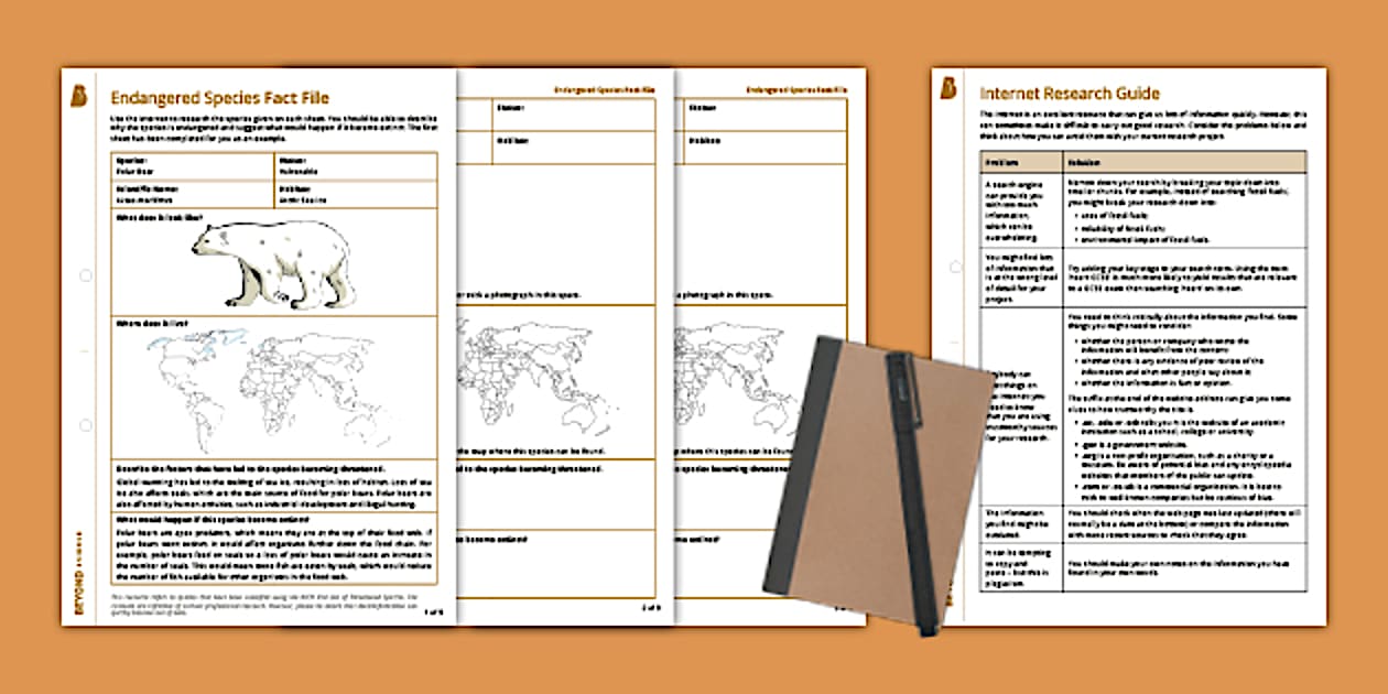Endangered Species Fact File Worksheets | KS3 Science | Beyond