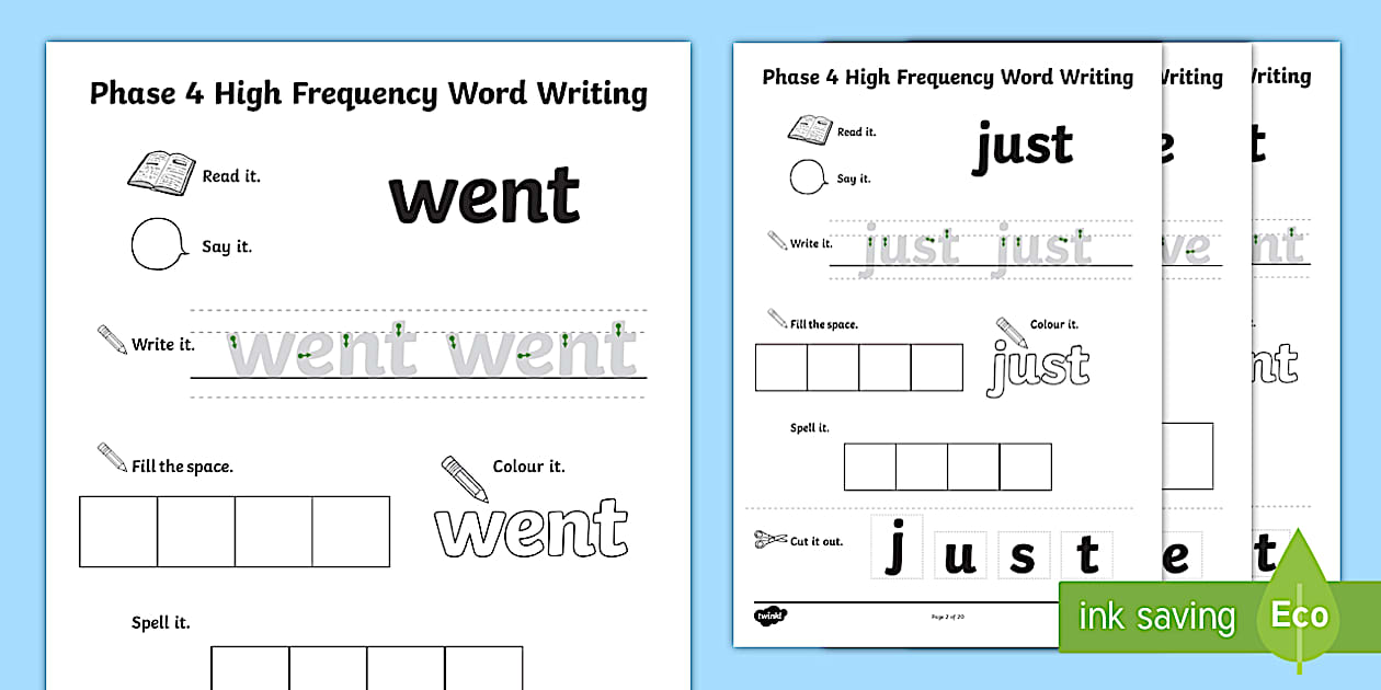 SA Australia Phase 4 High Frequency Word Writing Worksheets