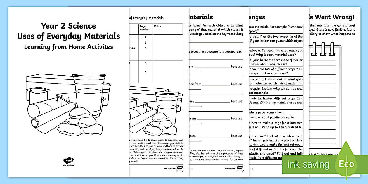 Year 2 Science Uses of Everyday Materials Learning from Home Activity ...
