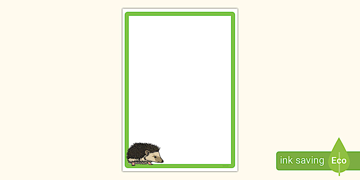 Simple Blank Hedgehog Page Border | Page Borders | Twinkl