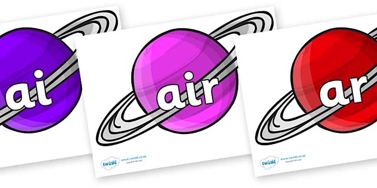Cursive Phase 3 Phonemes on Planets (teacher made) - Twinkl