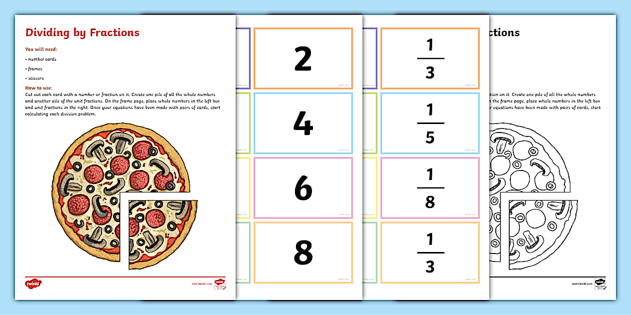 Fifth Grade Dividing by Unit Fractions Worksheet - Twinkl