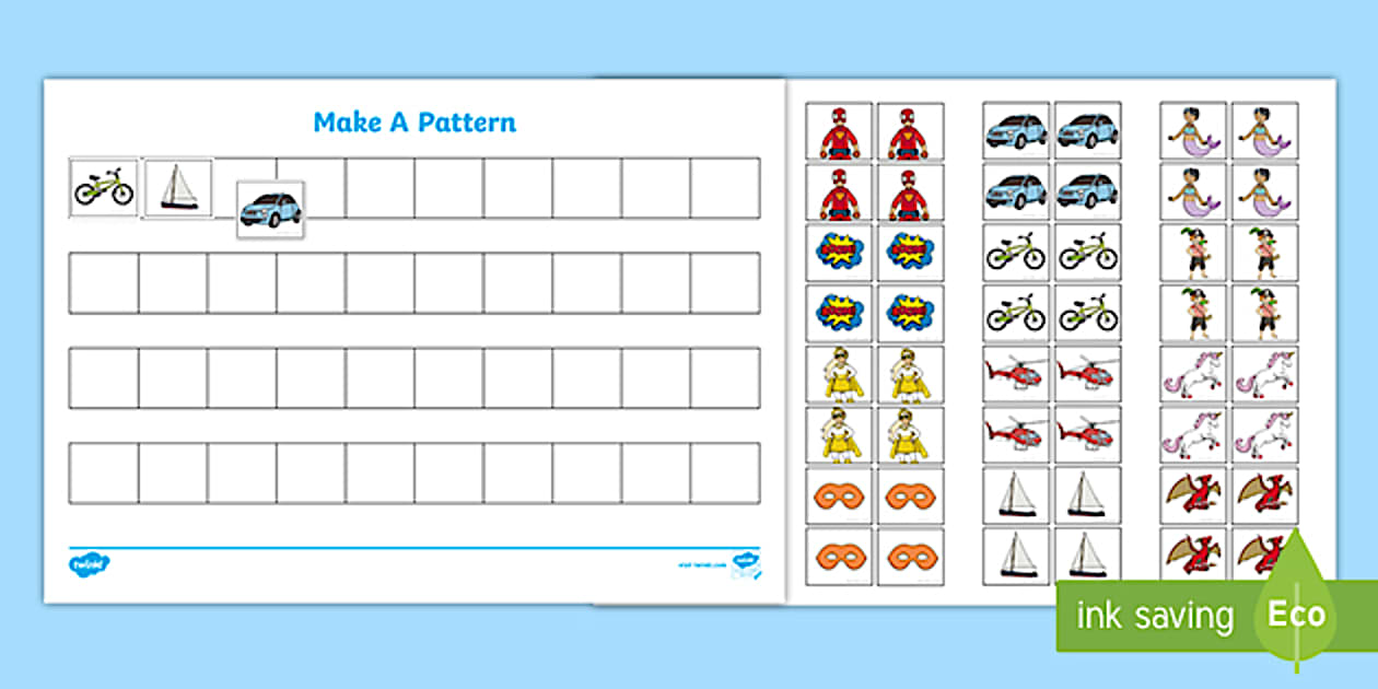 Make A Pattern Worksheets | Repeated Patterns - Twinkl