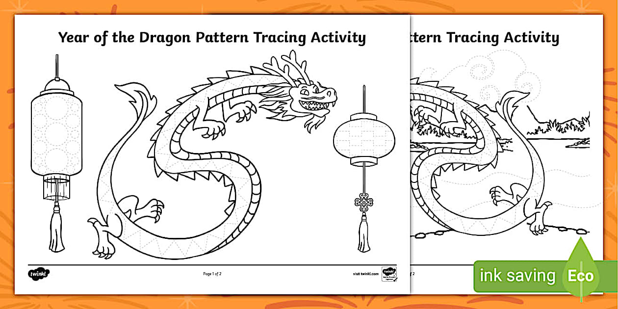 Year of the Dragon Pattern Tracing Activity | Twinkl