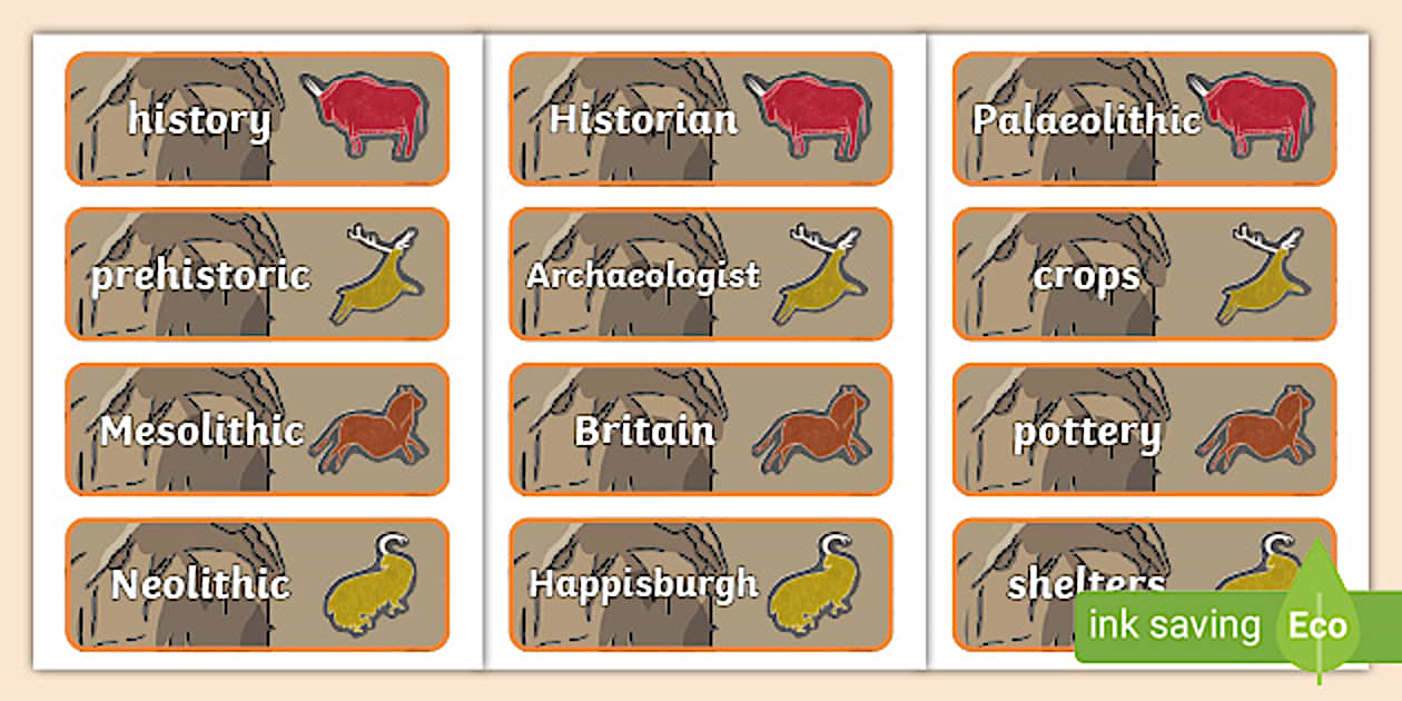 Editable Stone Age Word Cards (teacher made) - Twinkl