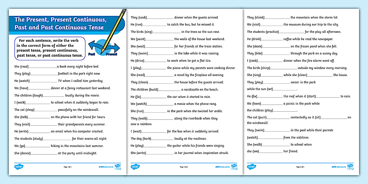 Practicing the Present, Present Continuous, Past and Past Continuous Tense Practicing the Present, Present Continuous, Past and Past Continuous Tense