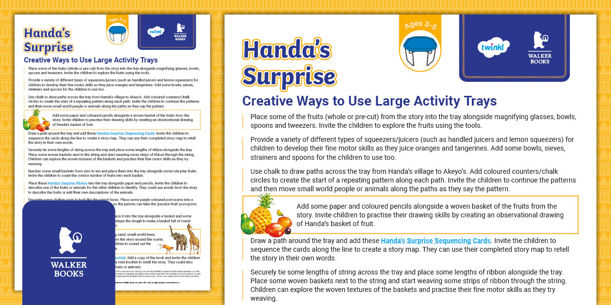 FREE! - EYFS Ages 3-5 Large Activity Tray Ideas: Handa's Surprise