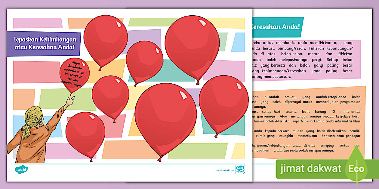 Sumber Lembaran Kerja Lepaskan Keresahan Anda - Twinkl