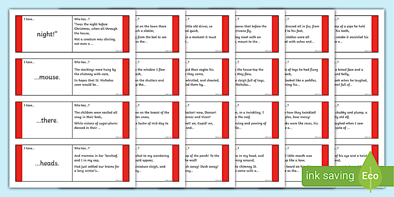 Twas the Night before Christmas Loop Card Activity