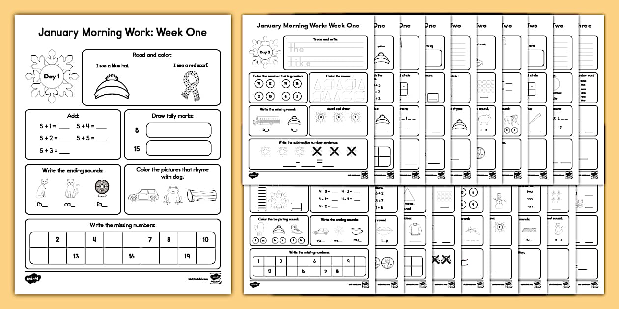 January Morning Work Kindergarten Resource Pack | Twinkl USA