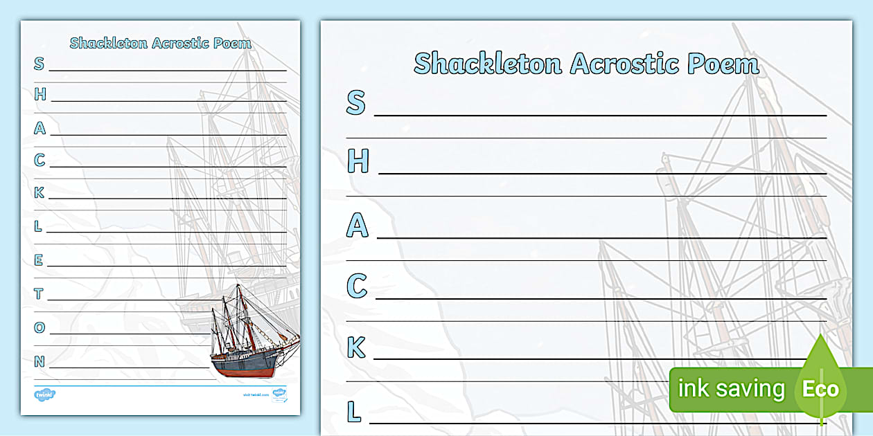Shackleton Acrostic Poem (Teacher-Made) - Twinkl