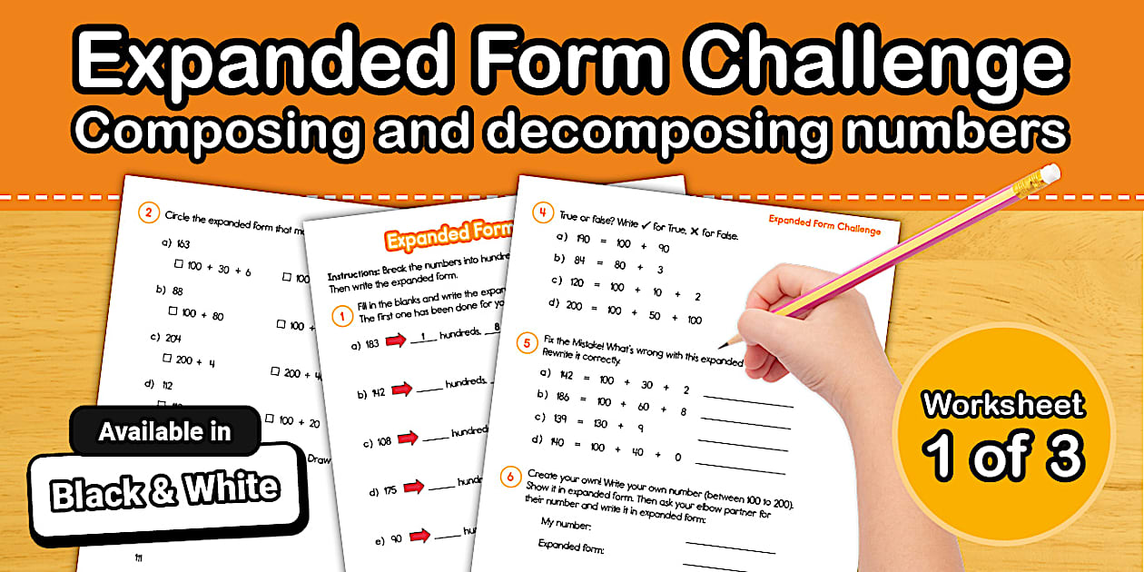 Worksheet 1: Expanded Form Challenge (teacher made) - Twinkl