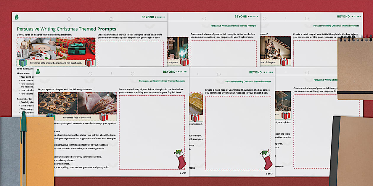 Persuasive Writing Christmas Themed Prompts (teacher made)