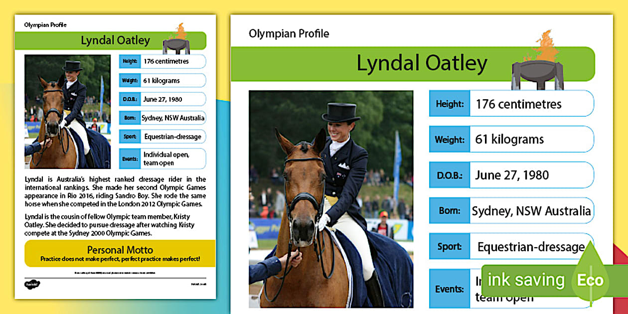 Australian Rio Olympian Lyndal Oatley Handwriting Practice Worksheet