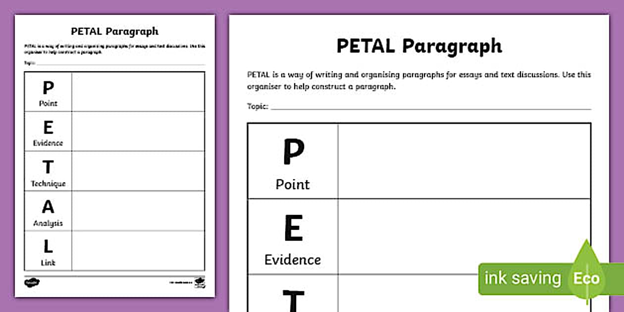 PETAL Paragraph Organiser (teacher made) - Twinkl