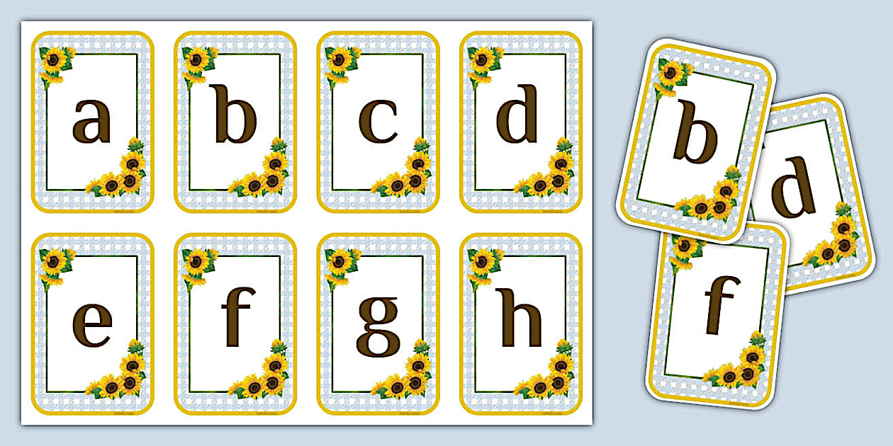 Sunflower-Themed Lower Case Alphabet Flashcards - Twinkl