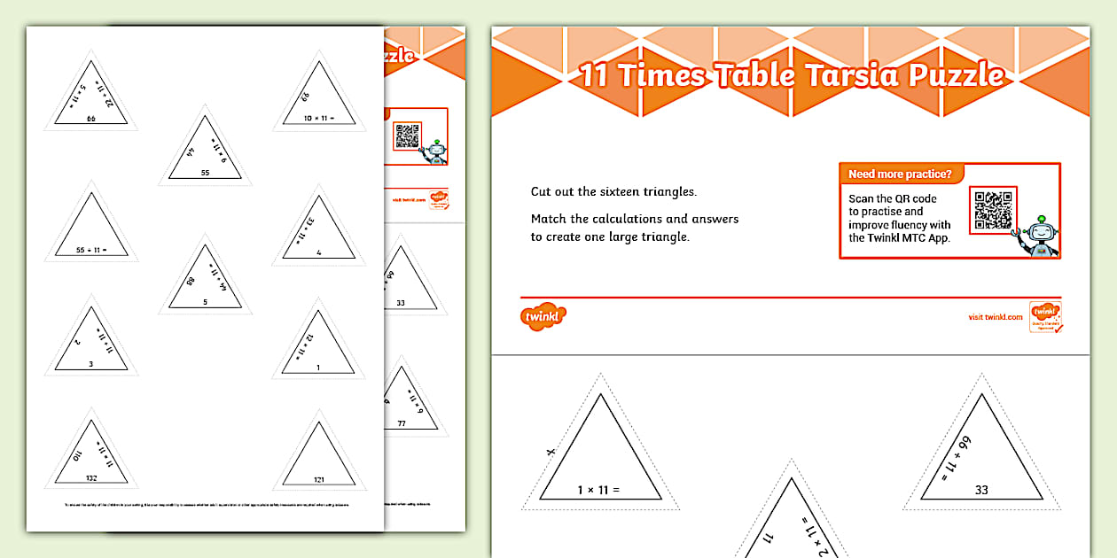 👉 11 Times Table Tarsia Maths Puzzle (teacher made)