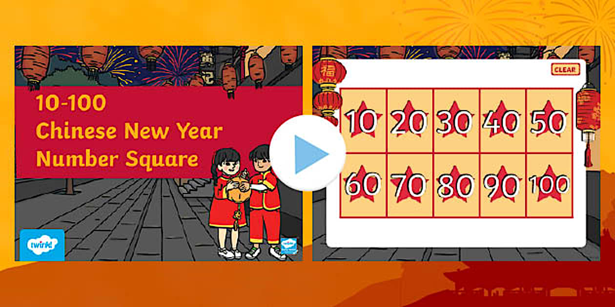 10-100 Chinese New Year Number Square PowerPoint - counting