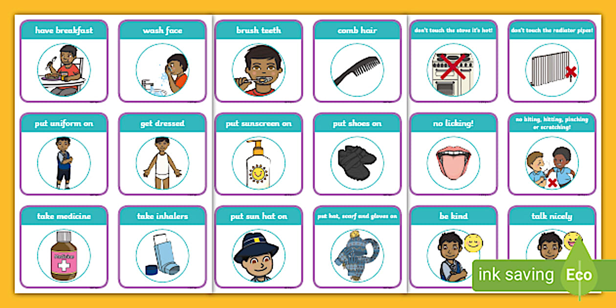 Special Needs Communication Cards Daily Routine Boy - Twinkl