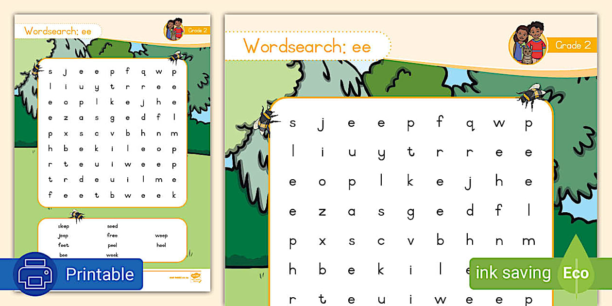 Grade 2 Phonics: ee Wordsearch