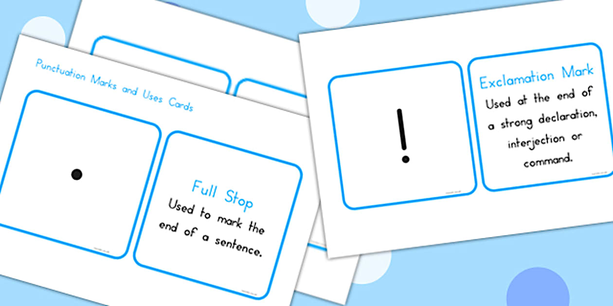 Punctuation Marks And Explanation Matching Cards - punctuate