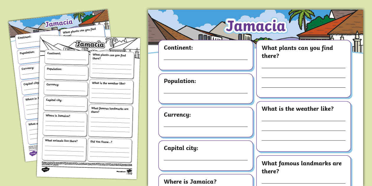 KS1 Jamaica Fact File Template - Twinkl Geography - Twinkl