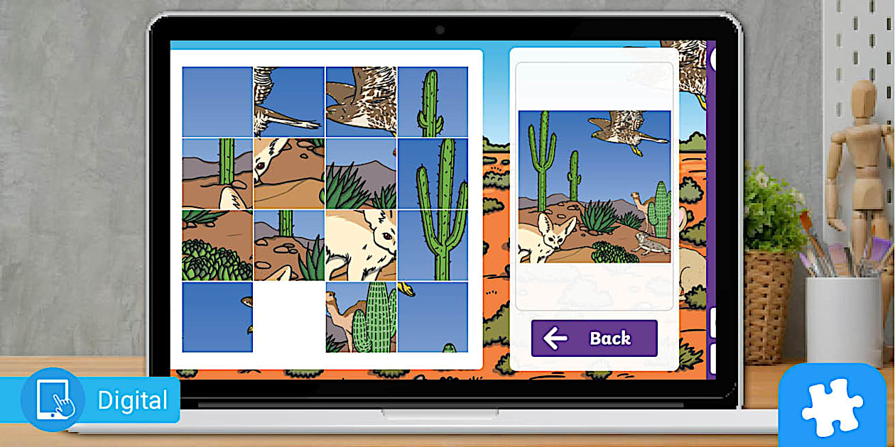 Desert Animals Themed Interactive Picture Slider Puzzle Game