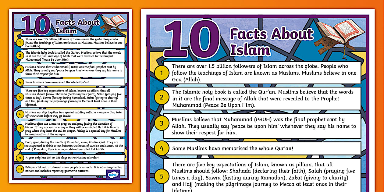 10 Facts about Islam Display Poster (teacher made) - Twinkl
