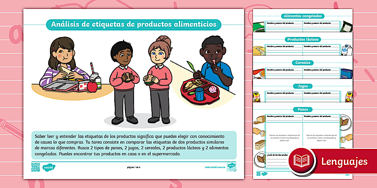 Etiquetas en productos alimenticios - análisis - Twinkl