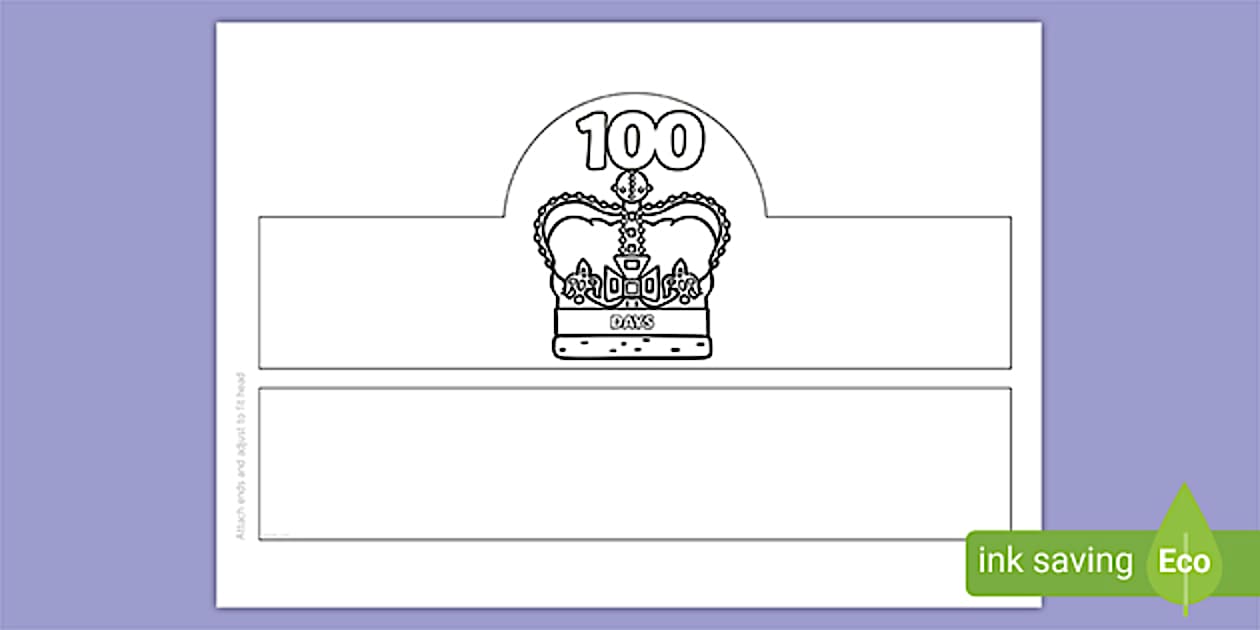 100 Days Regal Crown (Hecho por educadores) - Twinkl