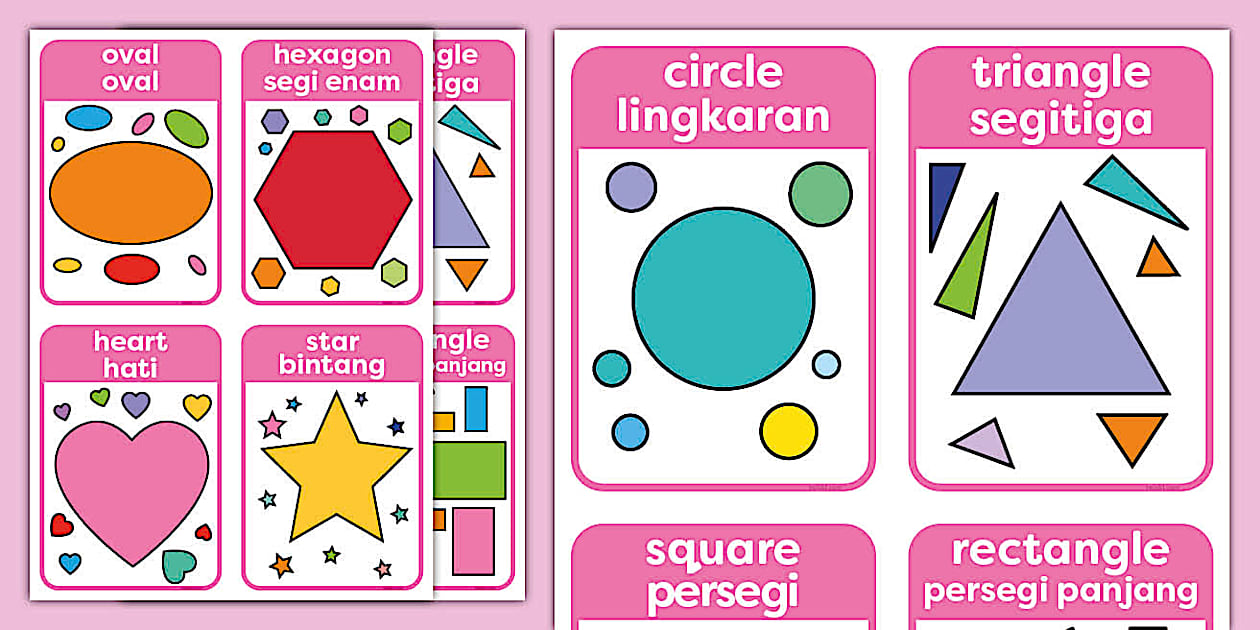 Let's Name the Shapes Bilingual Indonesian/English Flashcard