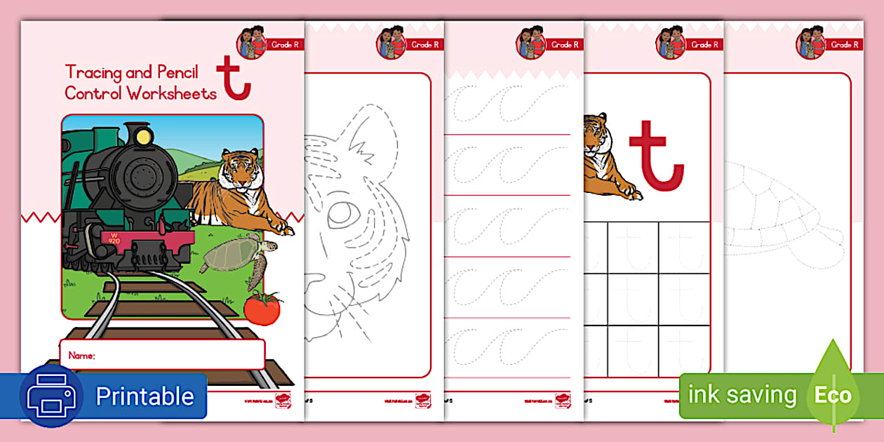 Gr. R Phonics Letter T Tracing and Pencil Control Worksheets