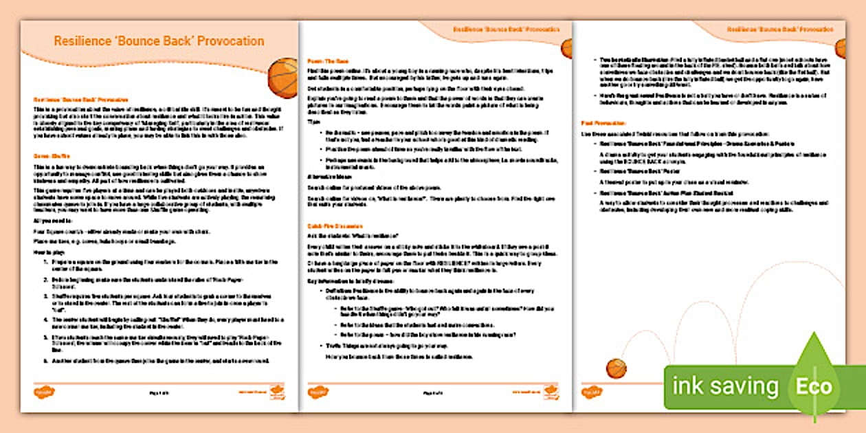 Resilience 'Bounce Back' Provocation (teacher made) - Twinkl