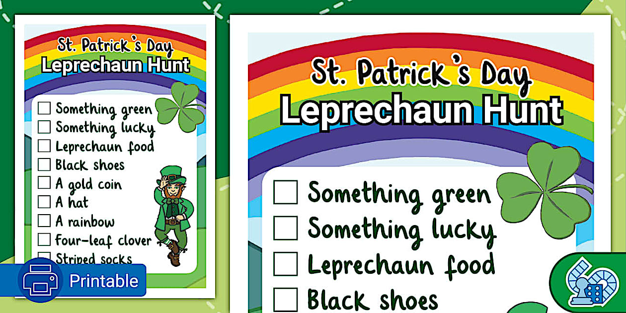 St. Patricks Day Leprechaun Scavenger Hunt Game - Twinkl