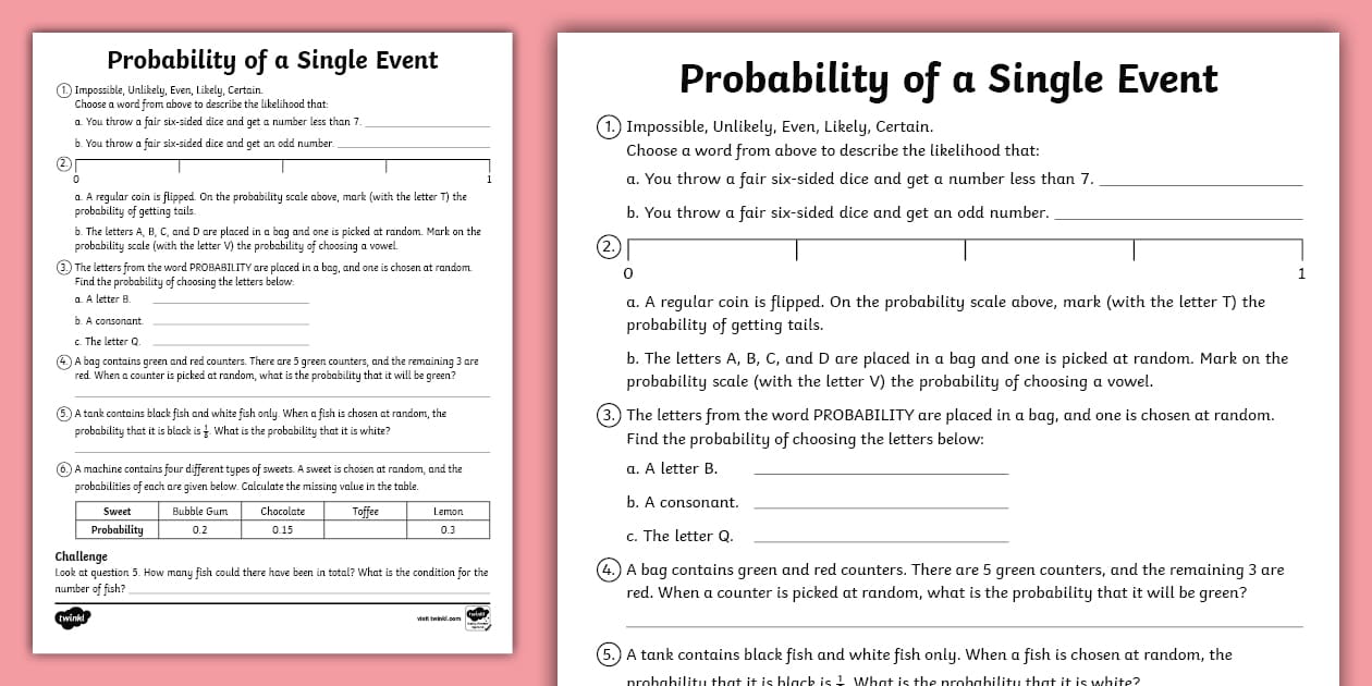 Seventh Grade Probability of a Single Event (Teacher-Made)