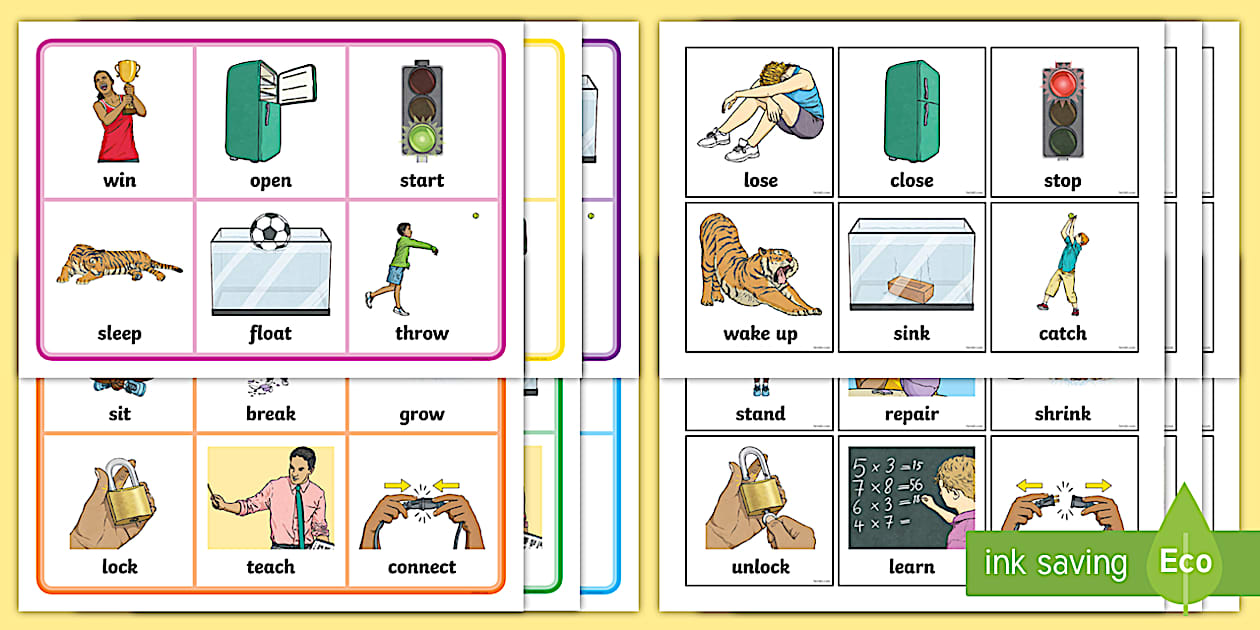 Opposites Bingo | Verbs | Twinkl Resources (teacher made)