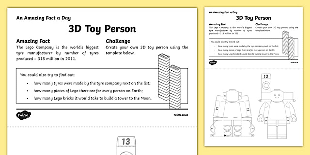 Editable 3D Toy Person Paper Model Worksheet - Twinkl