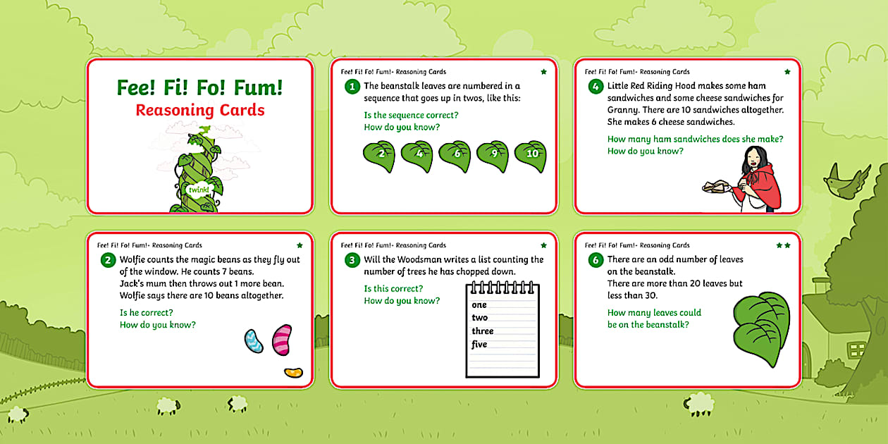Fee! Fi! Fo! Fum! Year 1 Differentiated Reasoning Challenge Cards