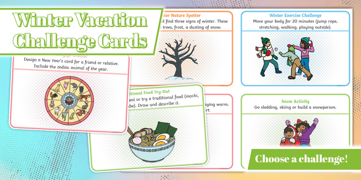 Winter Vacation Challenge Cards