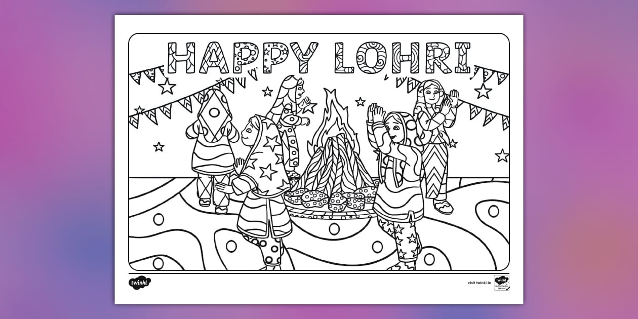 Lohri Festival Mindfulness Colouring Page (teacher made)
