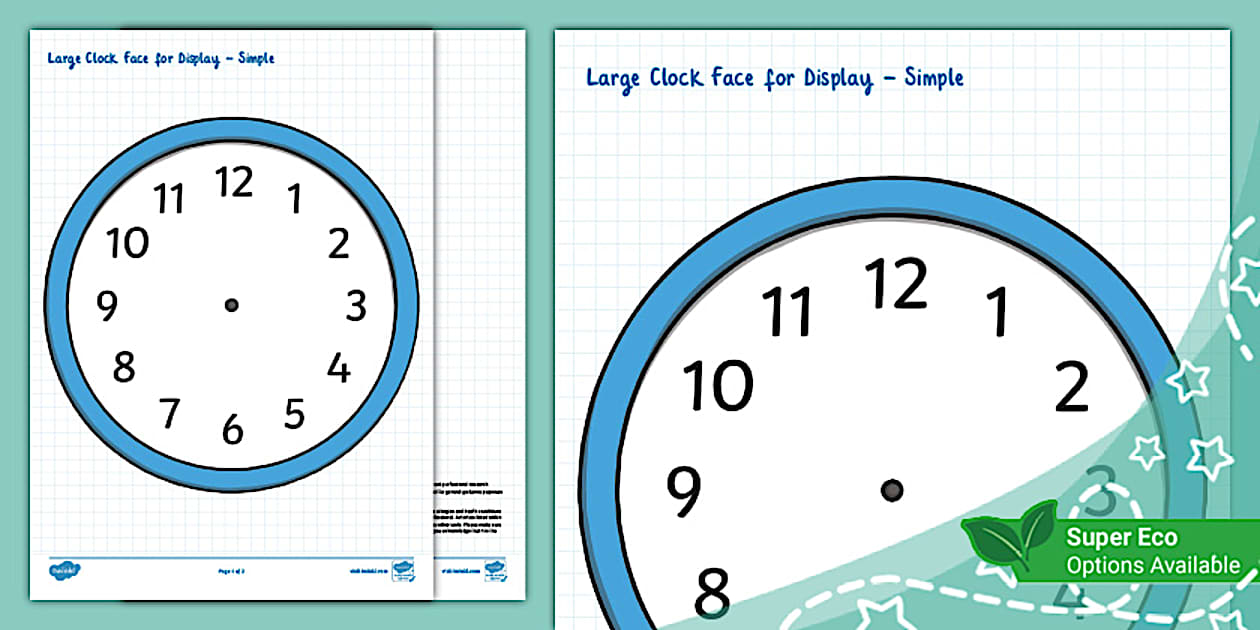 Large Clock Face for Display - Simple (Ages 5 - 11) - Twinkl