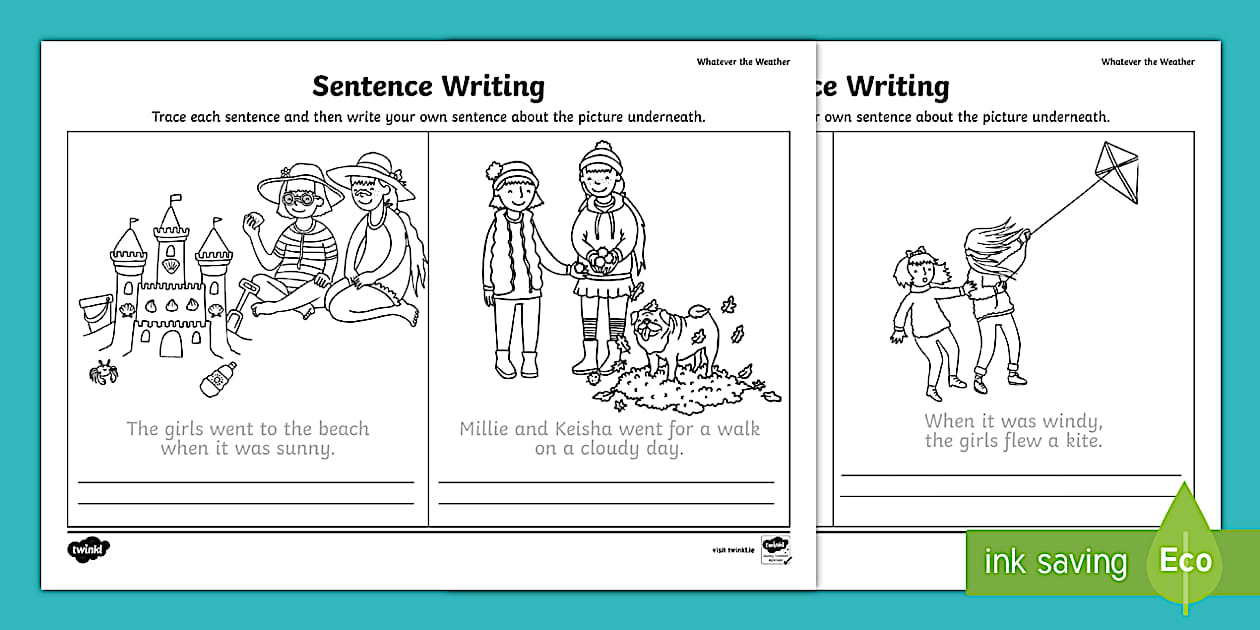 Whatever the Weather Trace and Copy Sentence Writing Worksheet / Worksheet